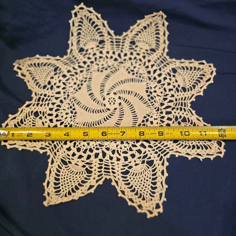 Accents | Mcm Vintage Doily Hand Crocheted Star Floral Pattern Cream ...